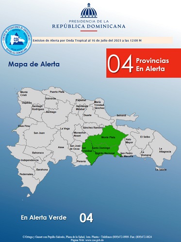 Coe Coloca En Alerta Verde A 4 Provincias Por Efectos De Onda Tropical